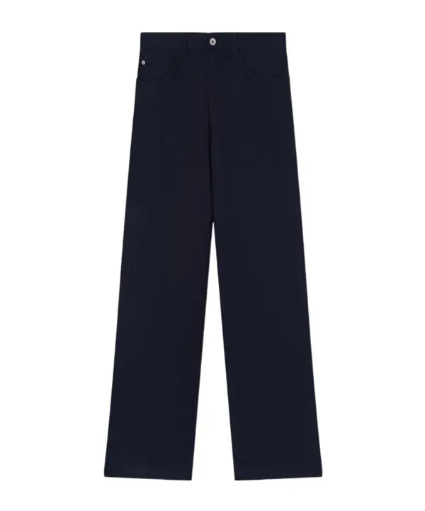 Emporio Armani Wide-leg Linen Trousers - Blue