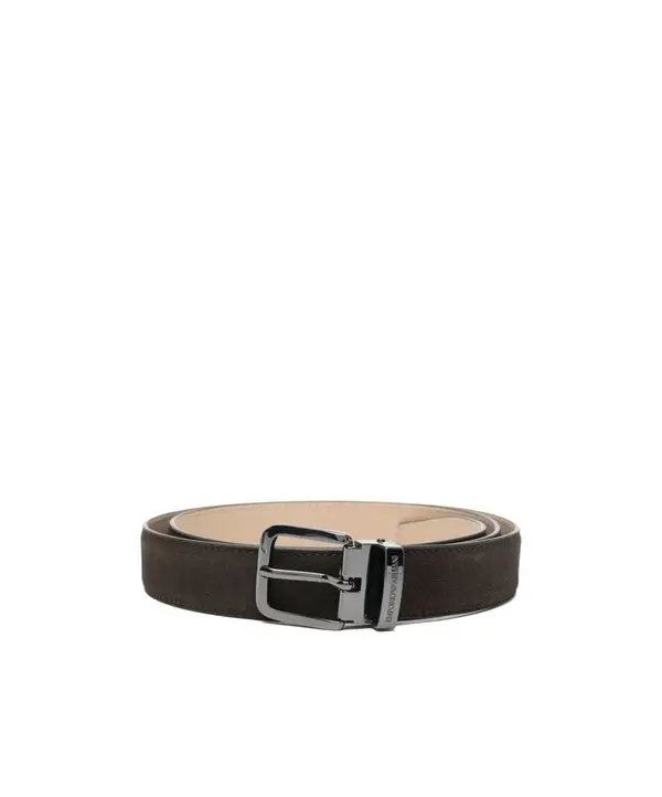 Emporio Armani Square Buckle Leather Belt - Brown