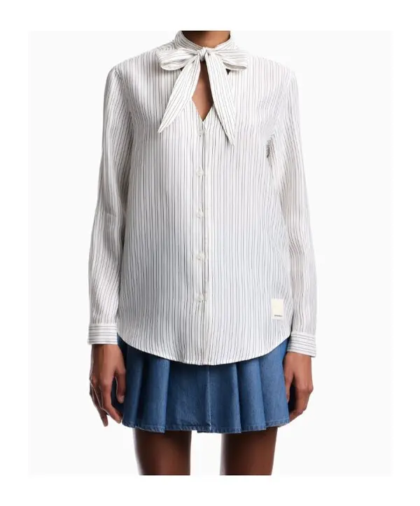 Emporio Armani Striped Tie-neck Shirt