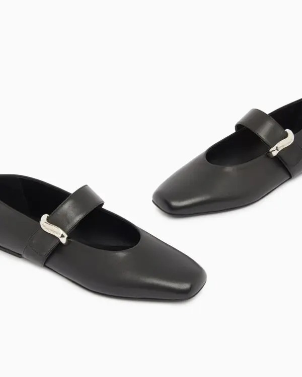 Emporio Armani Nappa Leather Ballerinas