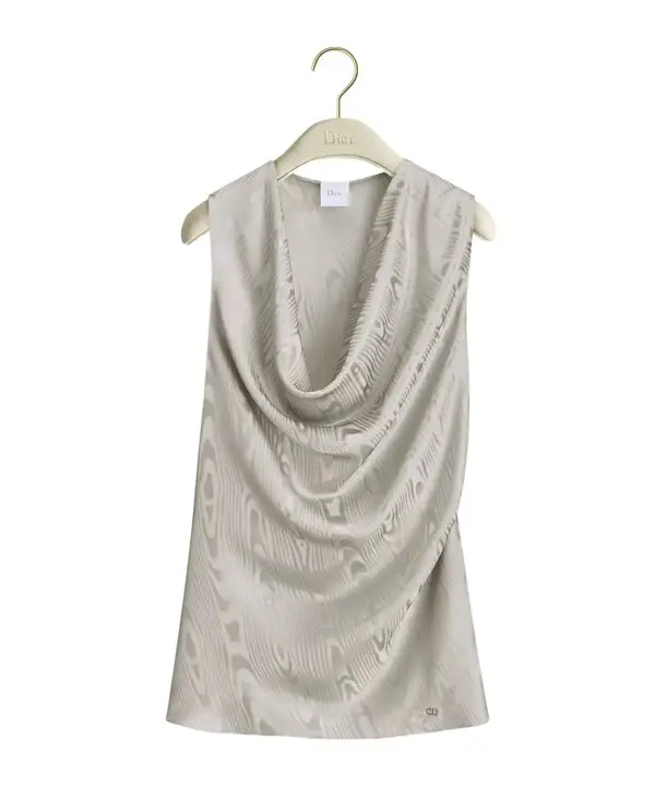 Dior Sleeveless Draped Top With Cd Logo - Grey