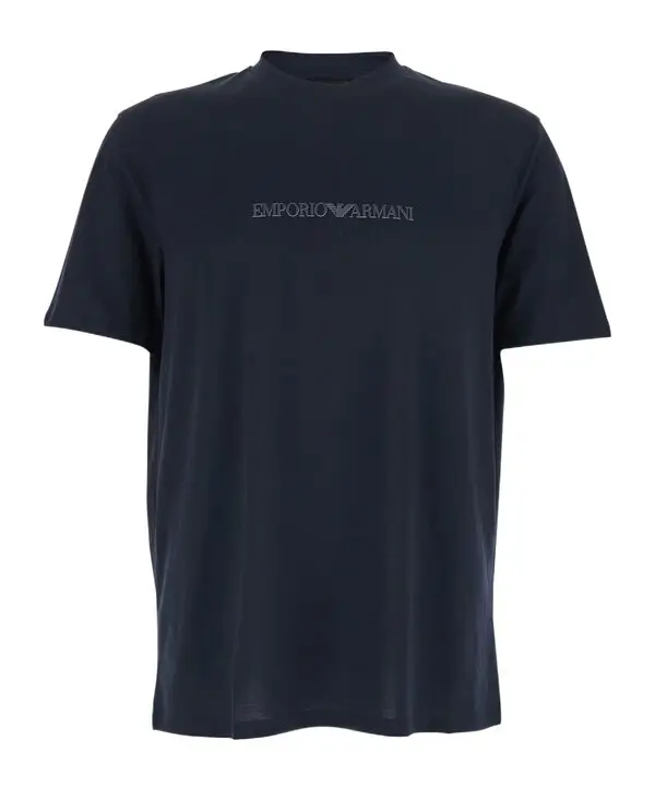 Emporio Armani Logo Embossed Crewneck T-shirt - Blue