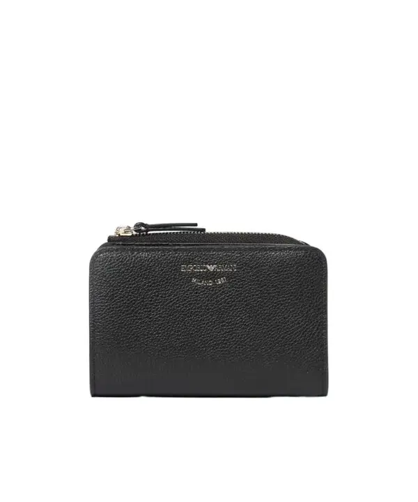 Emporio Armani Logo Stamp Zip-up Wallet - Black