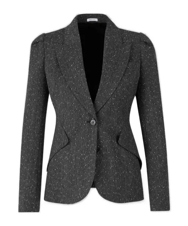 Alexander McQueen Single Breasted Glittered Blazer