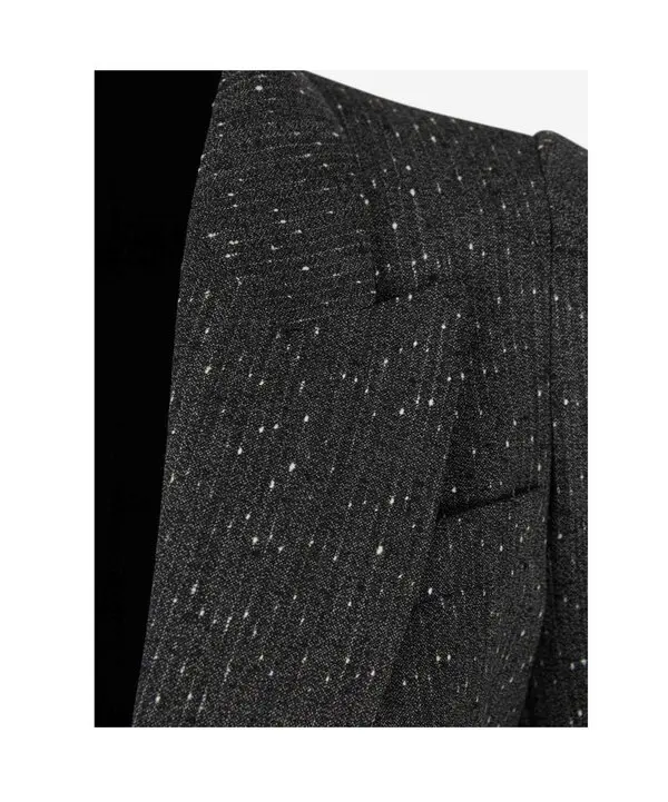 Alexander McQueen Single Breasted Glittered Blazer