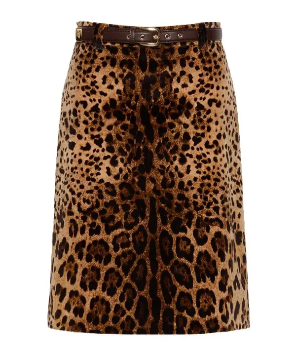 Max Mara Flared Printed Velvet Mini Skirt - Brown