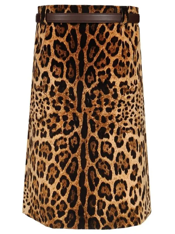 Max Mara Flared Printed Velvet Mini Skirt - Brown