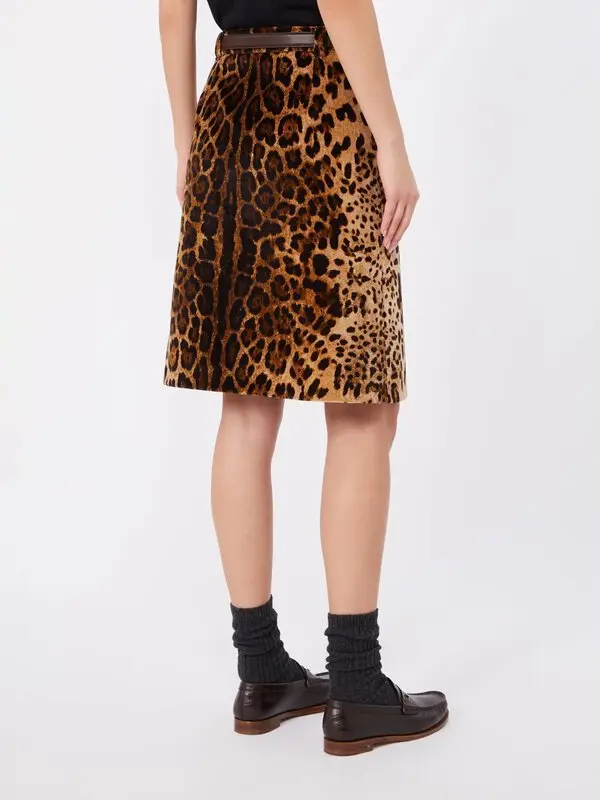 Max Mara Flared Printed Velvet Mini Skirt - No
