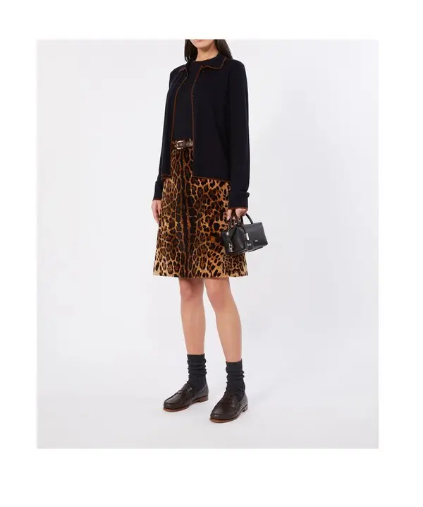 Max Mara Flared Printed Velvet Mini Skirt - No