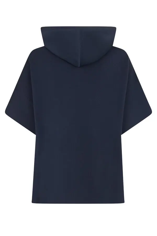 Max Mara Short-sleeve Zip Hooded Sweater With Pleated Details