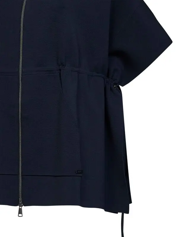 Max Mara Short-sleeve Zip Hooded Sweater With Pleated Details