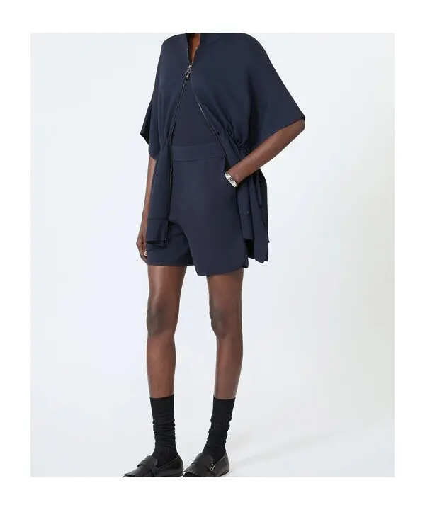 Max Mara Short-sleeve Zip Hooded Sweater With Pleated Details