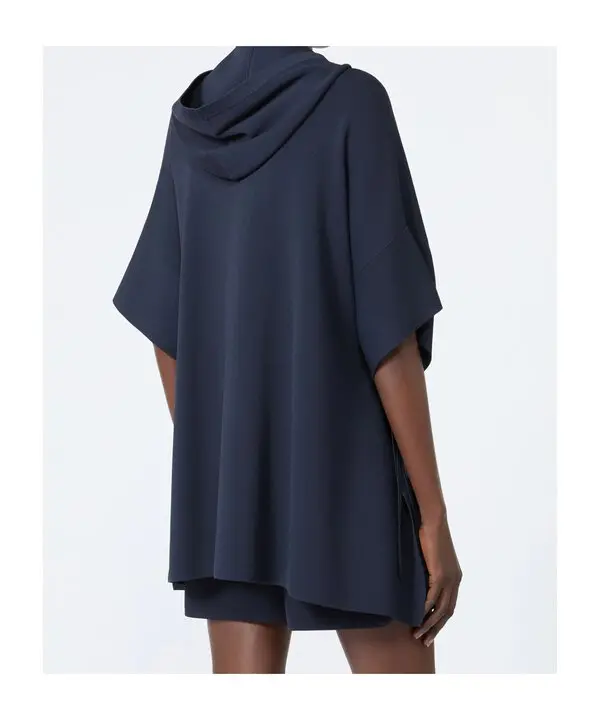 Max Mara Short-sleeve Zip Hooded Sweater With Pleated Details