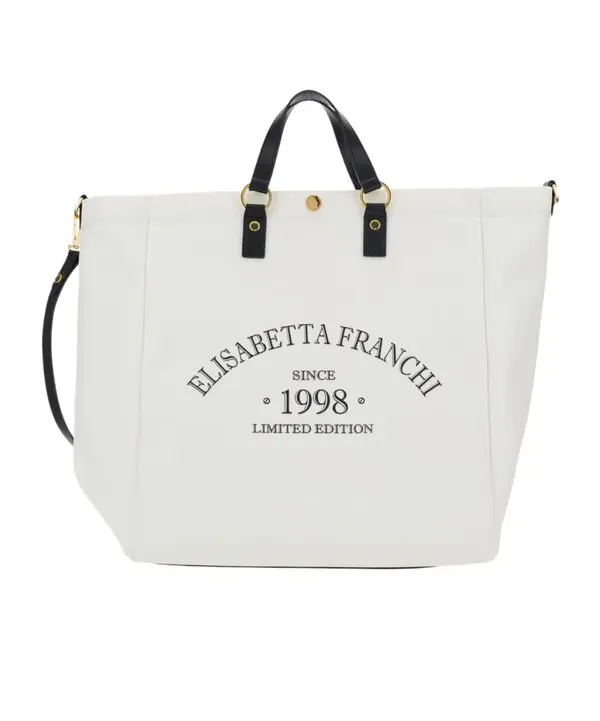 Elisabetta Franchi Logo Printed Tote Bag - White