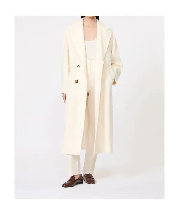 Max Mara Madame Double-breasted Belted Coat - White