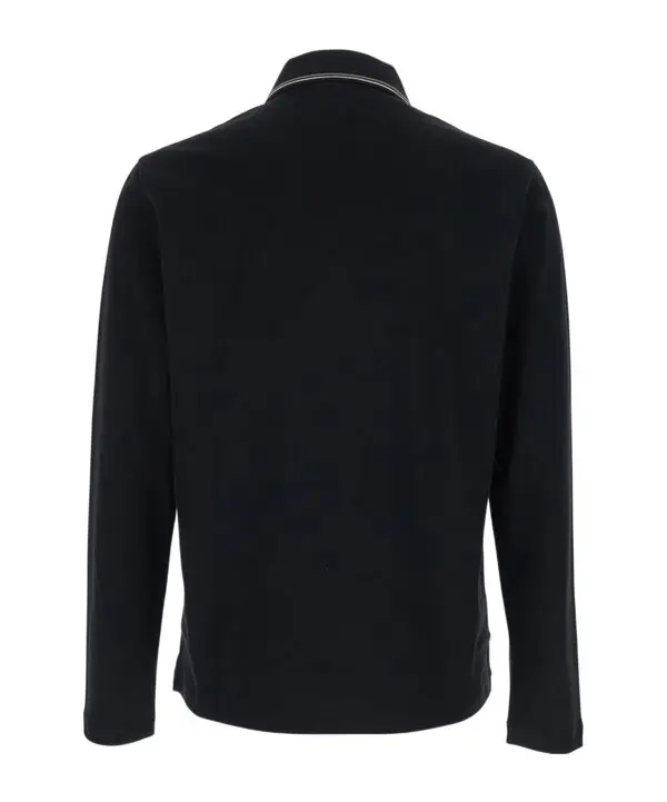 Emporio Armani Logo Long Sleeve Polo Shirt - Black
