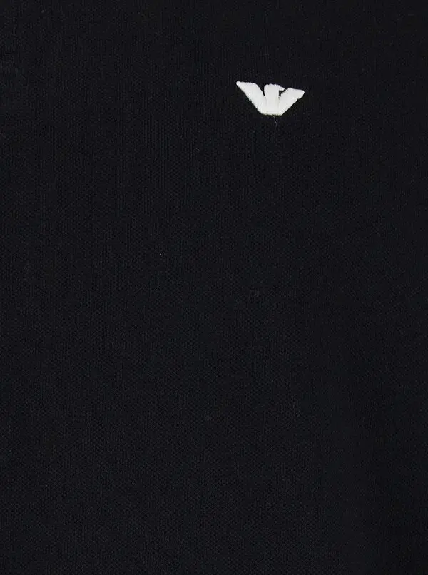 Emporio Armani Logo Long Sleeve Polo Shirt - Black