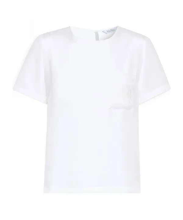 Max Mara Crewneck Short-sleeved T-shirt With Monogram Detail - White