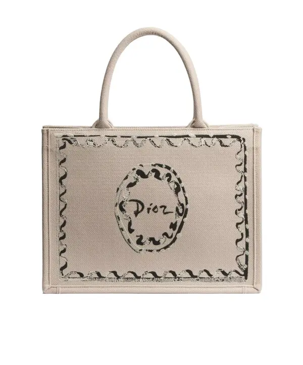 Dior Dioriviera Medium Book Tote With Strap - Nude