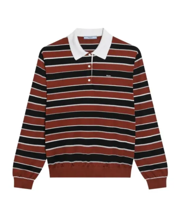 Prada Striped Silk Polo Shirt - Black