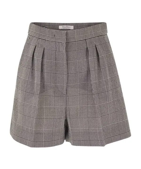 Max Mara Plaid Pleated Shorts - Gray