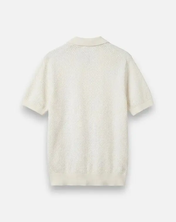 GRAN SASSO Waffle-knit Open-collar Polo Shirt