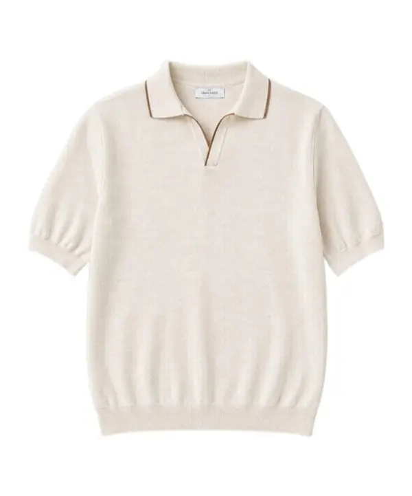 GRAN SASSO Short-sleeved V-neck Polo Shirt - Beige