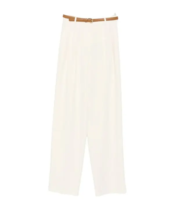Max Mara Belted Pleated Trousers - Off White