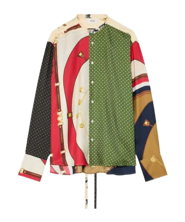 Celine Loose Shirt In Printed Silk Twill - Multicolor