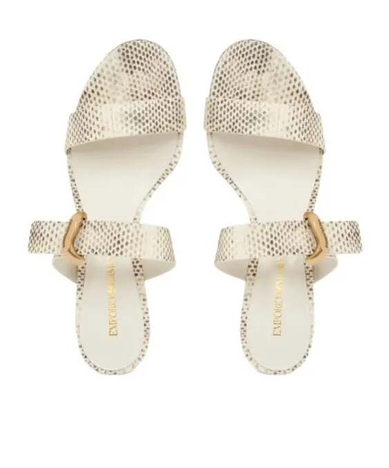 Emporio Armani Sandals With Heel In Python-print Leather
