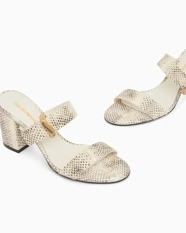 Emporio Armani Sandals With Heel In Python-print Leather
