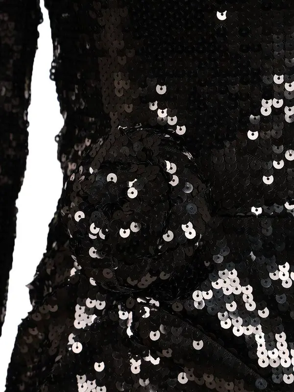 ROTATE BY BIRGER CHRISTENSEN Sequined Long-sleeved Mini Dress