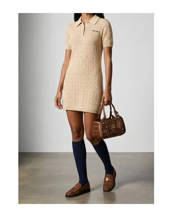 Miu Miu Openwork Short-sleeved Polo Dress