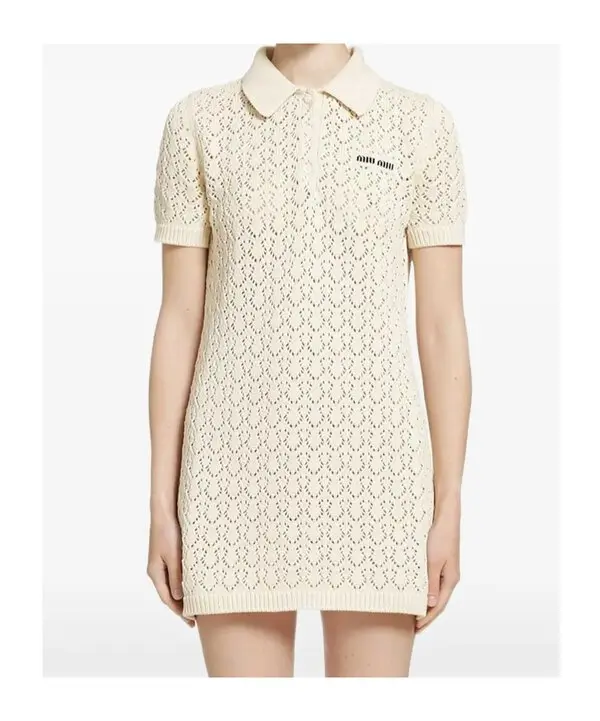 Miu Miu Openwork Short-sleeved Polo Dress