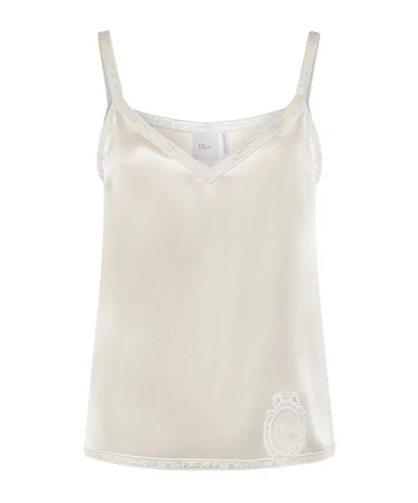 Dior Logo Trim Camisole Top - Off-white