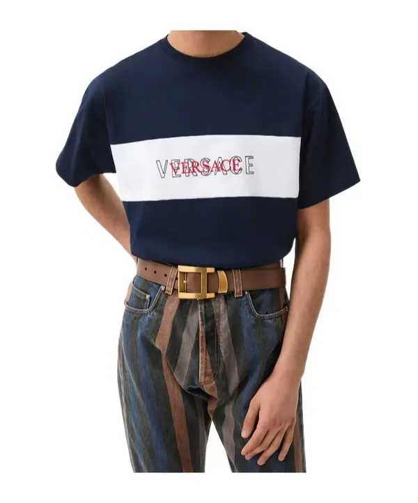 Versace Intarsia Cotton-jersey Regular T-shirt