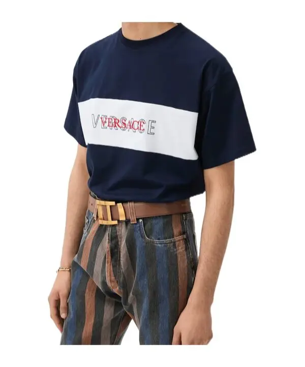 Versace Intarsia Cotton-jersey Regular T-shirt