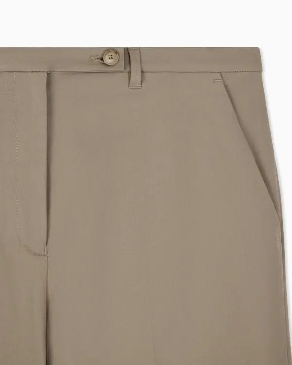 Emporio Armani Flat-front Wide-leg Trousers In Brushed Stretch Cotton