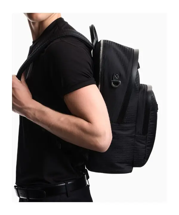 Emporio Armani Backpack With Front Zip Pocket And Metal Logo Plaque