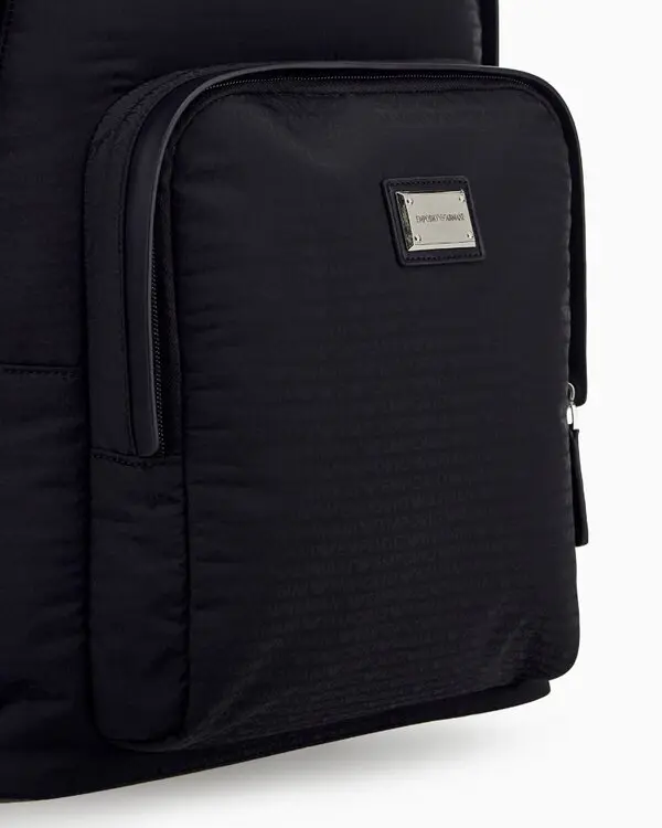 Emporio Armani Backpack With Front Zip Pocket And Metal Logo Plaque