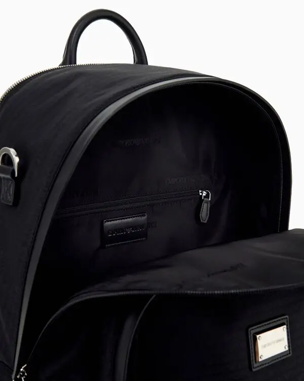 Emporio Armani Backpack With Front Zip Pocket And Metal Logo Plaque