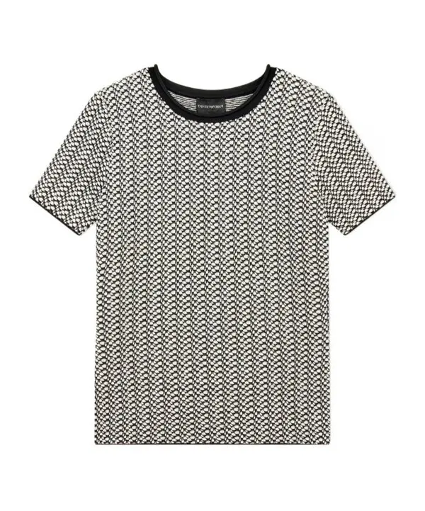 Emporio Armani Textured Crew Neck Top - Black
