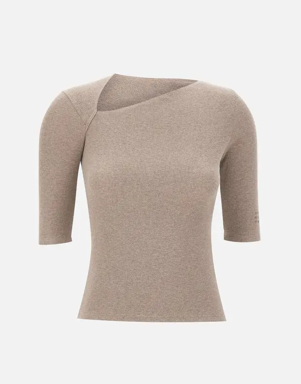 MAISON MARGIELA Knitted Top With Asymmetrical Neckline - Nude