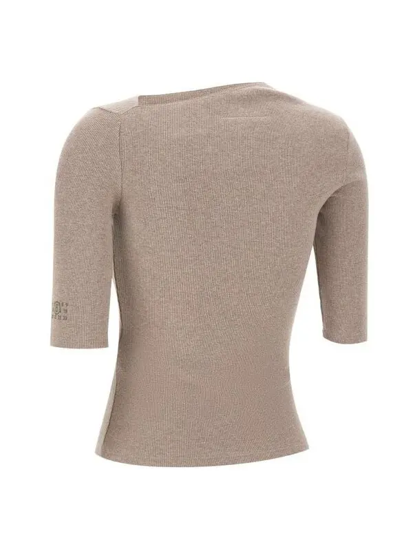 MAISON MARGIELA Knitted Top With Asymmetrical Neckline - Nude