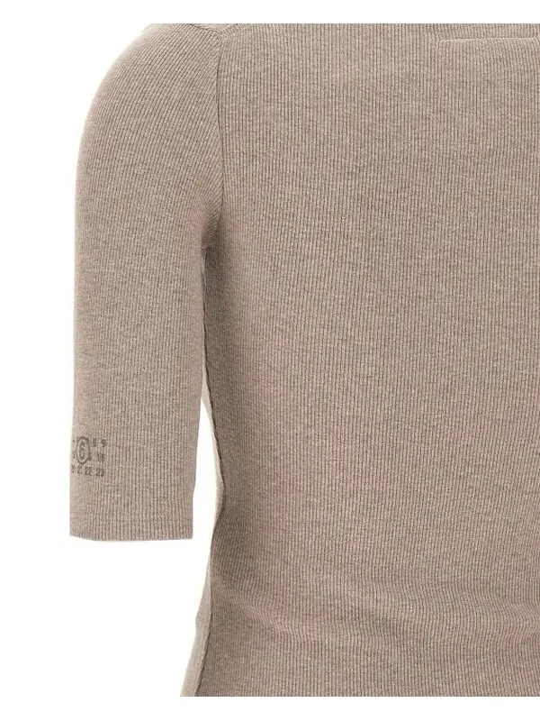 MAISON MARGIELA Knitted Top With Asymmetrical Neckline - Nude