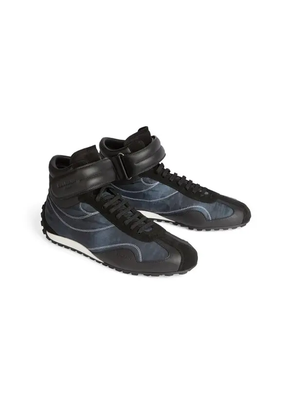 Balmain Racing Mid-top Trainers In Nylon And Leather
