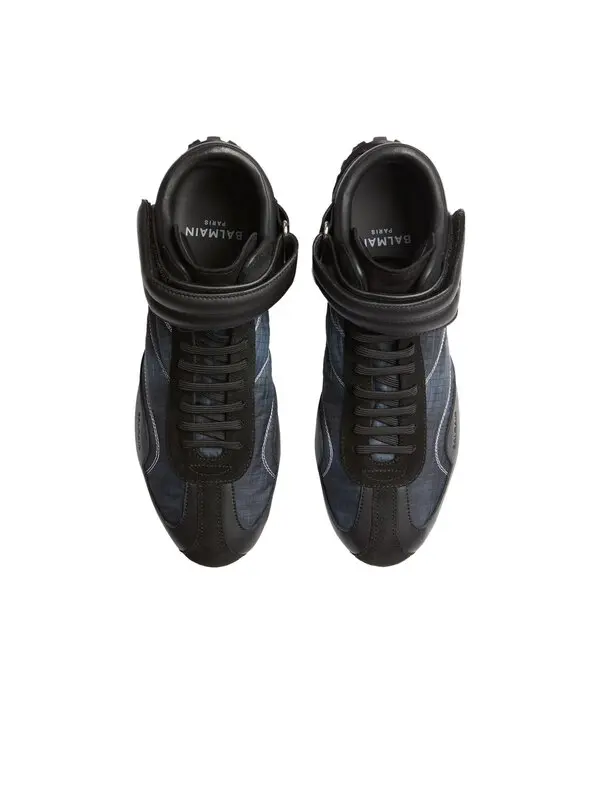 Balmain Racing Mid-top Trainers In Nylon And Leather