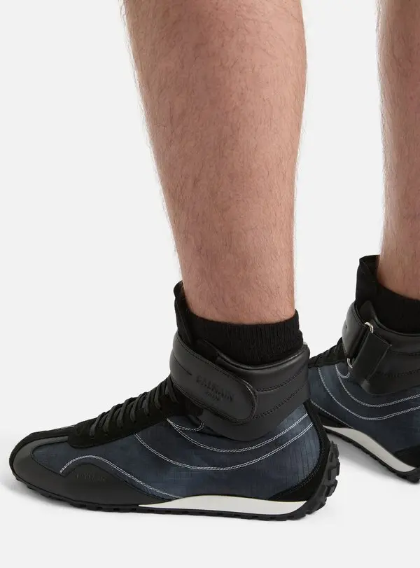 Balmain Racing Mid-top Trainers In Nylon And Leather