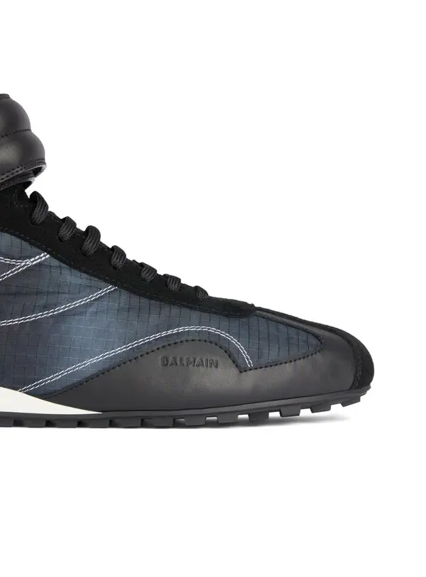 Balmain Racing Mid-top Trainers In Nylon And Leather