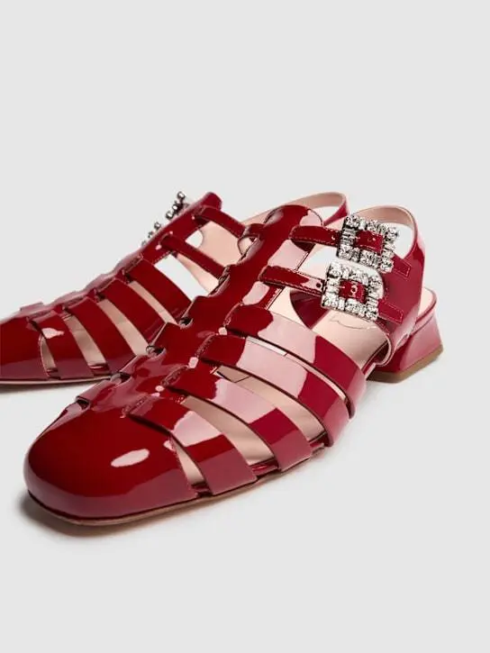 ROGER VIVIER Mini Tres Vivier Leather Flats